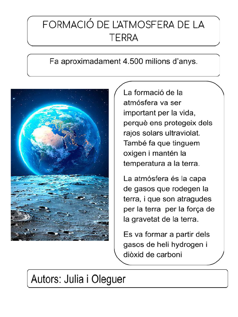 formació de l'atmosfera de la terra | PDF