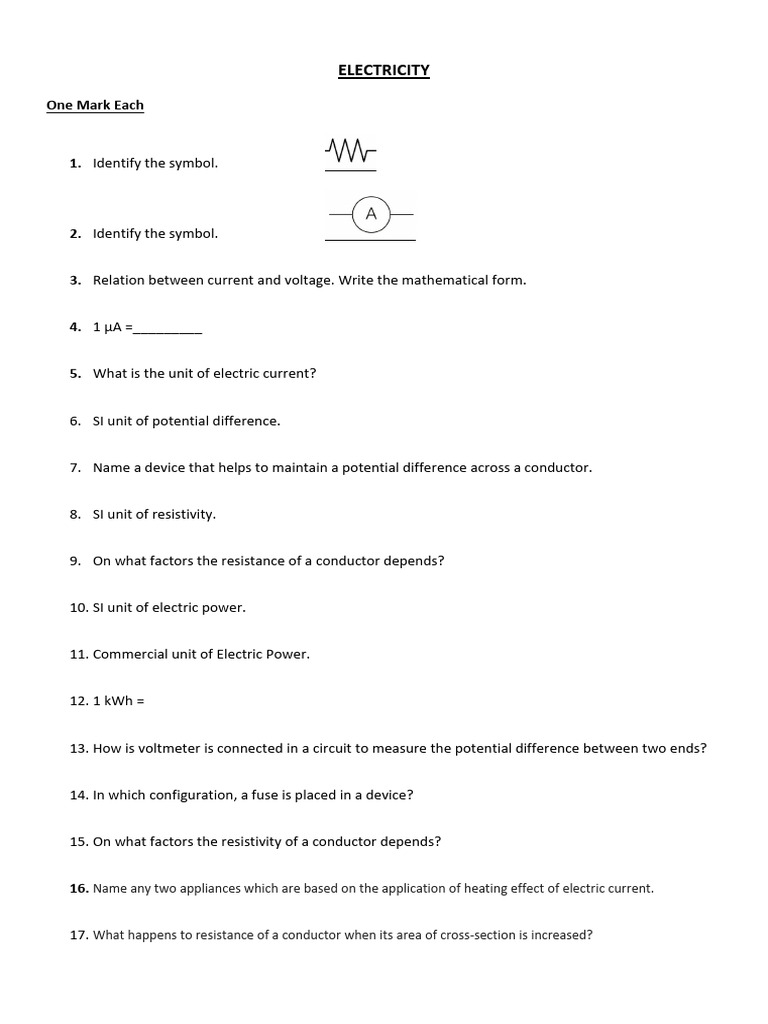 Question Bankof Physicsfor Class 10 TH | PDF | Series And Parallel ...