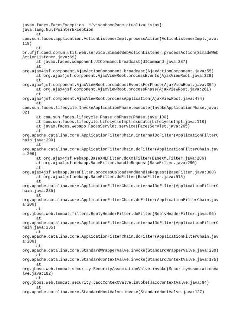 Java NullPointerException in JSF Application | PDF