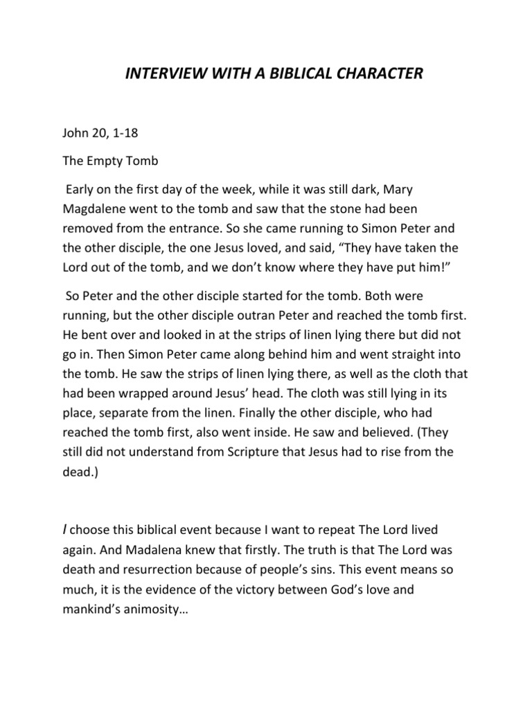 Interview With A Biblical Character | PDF | Resurrection Of Jesus ...
