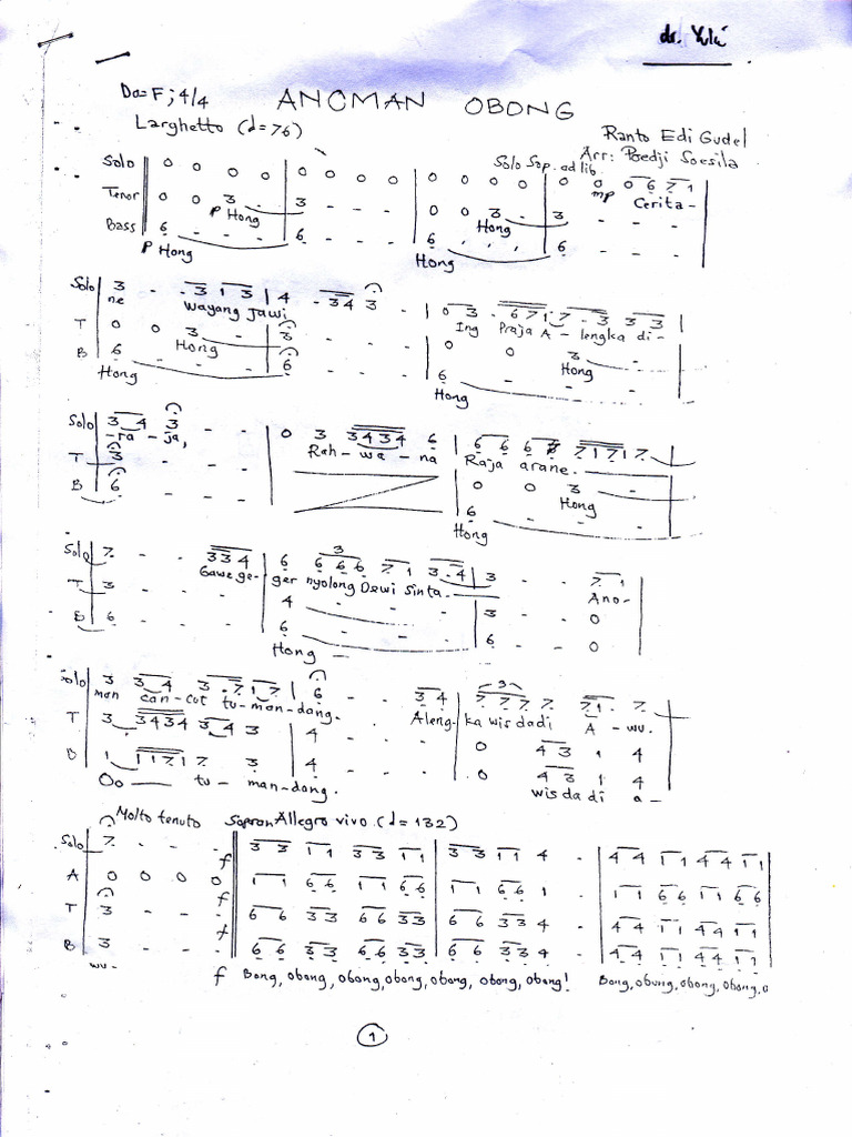Anoman Obong Partitur | PDF