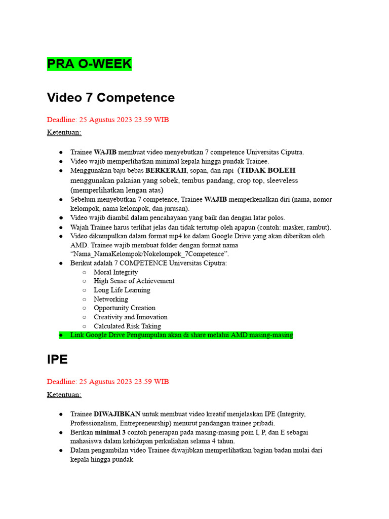 Panduan Tugas Pra O-Week UC | PDF | Bisnis | Seni