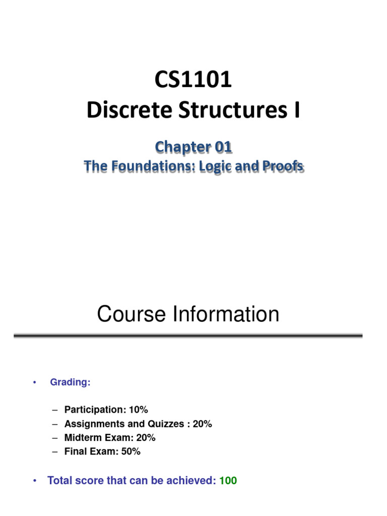 Ch01-Lecture 1&2 (Week 1) | PDF | Logic | Proposition