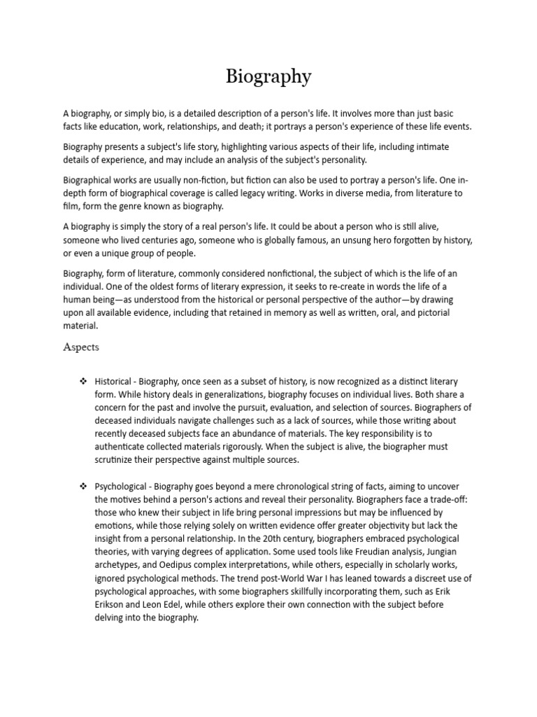 Biography | PDF | Biography | Autobiographies