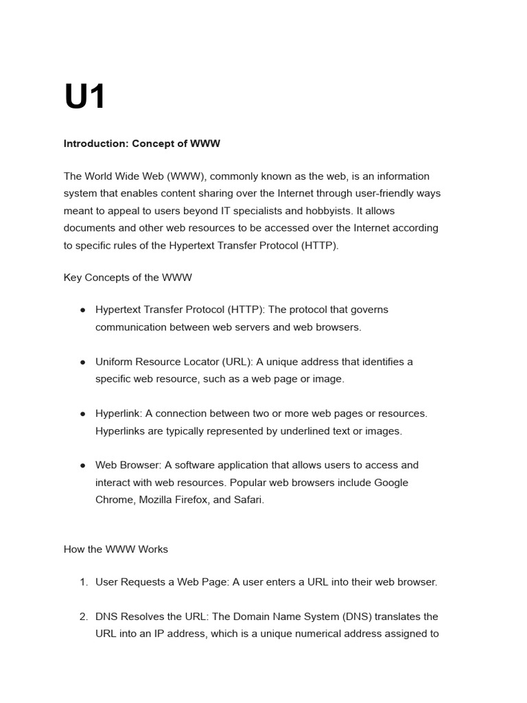 Introduction: Concept of WWW | PDF | World Wide Web | Internet & Web