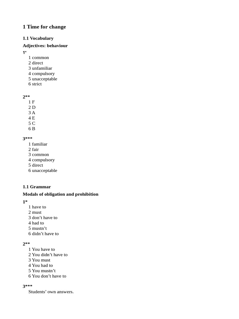 Answer Key Unit 1 And 2 Pdf