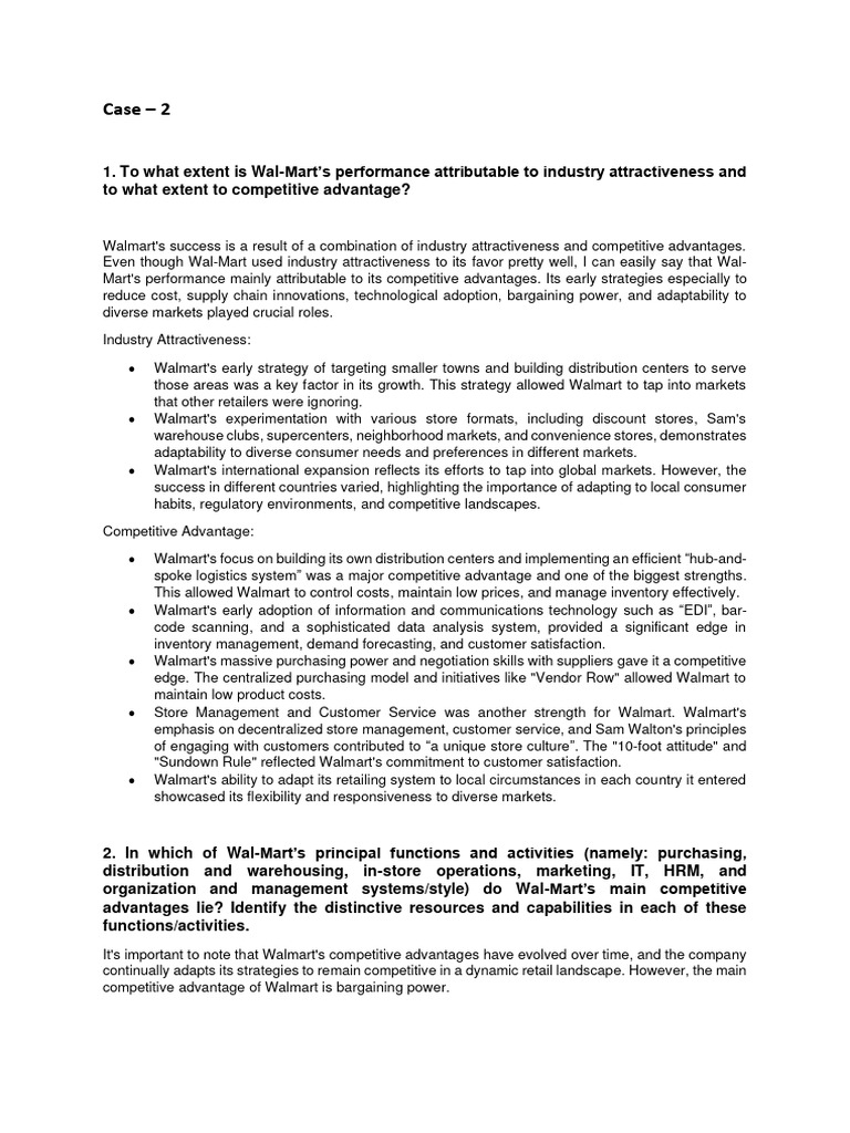 Case - 2 Walmart Analysis | PDF | Walmart | Retail
