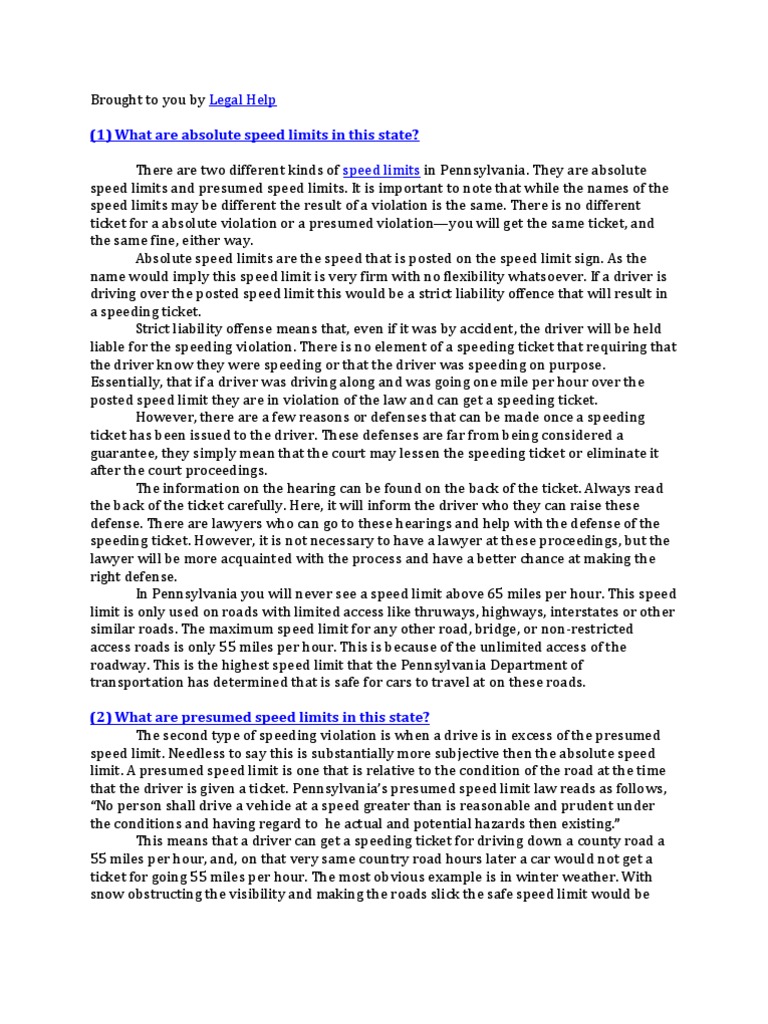 Pa Speeding | PDF | Traffic Ticket | Burden Of Proof (Law)