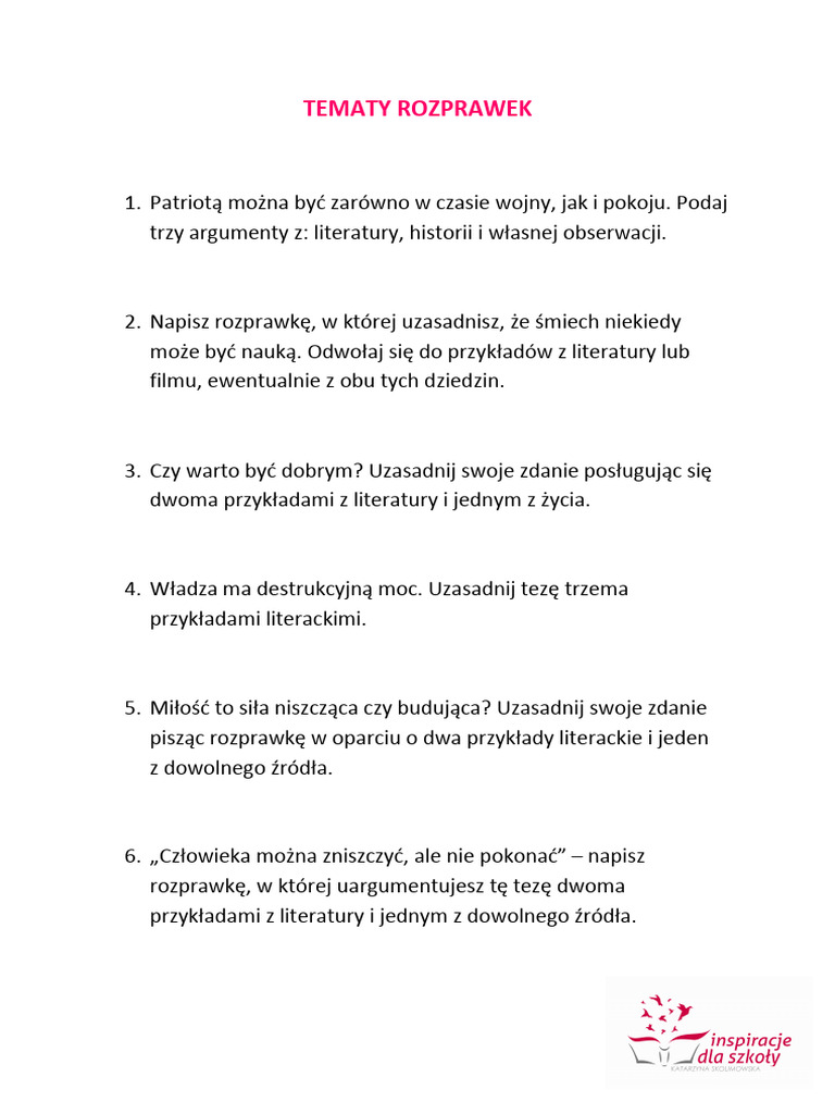 Tematy Rozprawek | PDF