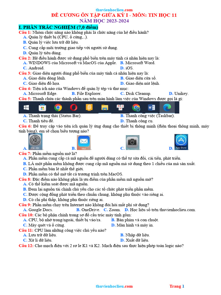 De Cuong On Tap Giua HK1 Tin 11 Canh Dieu | PDF