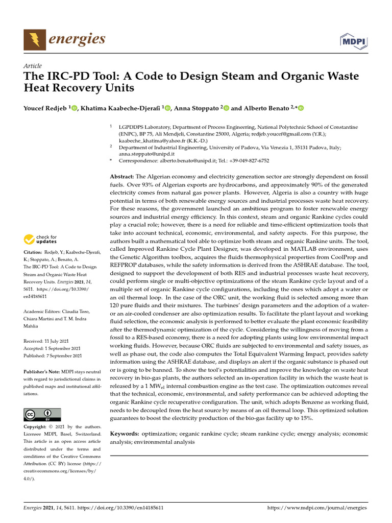 Energies 14 05611 v2 | PDF | Heat Exchanger | Greenhouse Gas