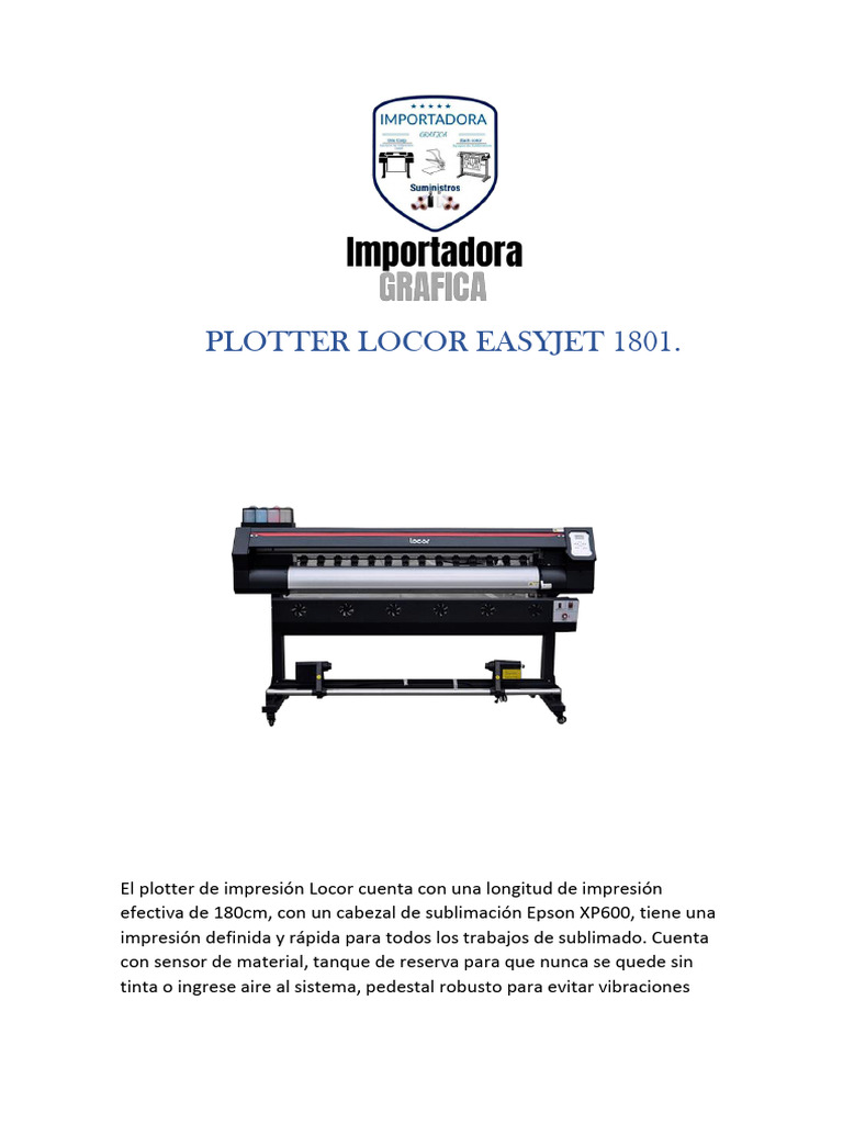 Plotter Locor Easyjet 1801 Especificaciones | PDF