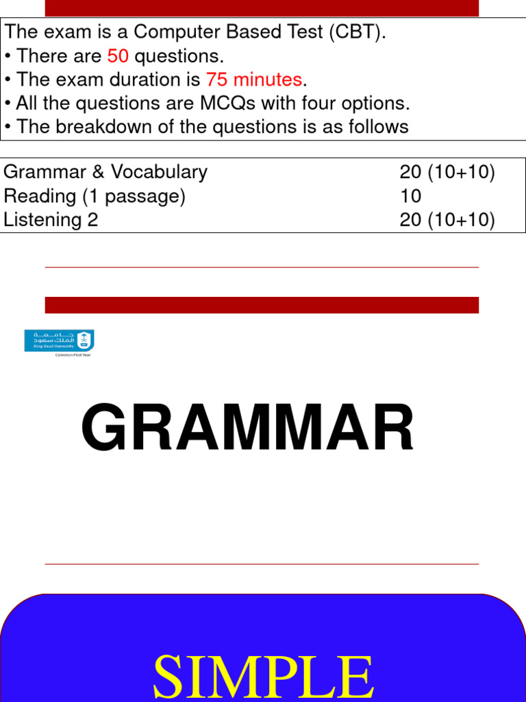 GRAMMAR 101 - MIDTERM - WITHOUT ANSWERS | PDF
