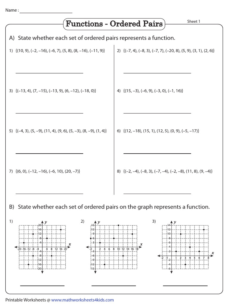 Identifying Ordered Pairs 1 Pdf Mathematical Relations Graph Theory