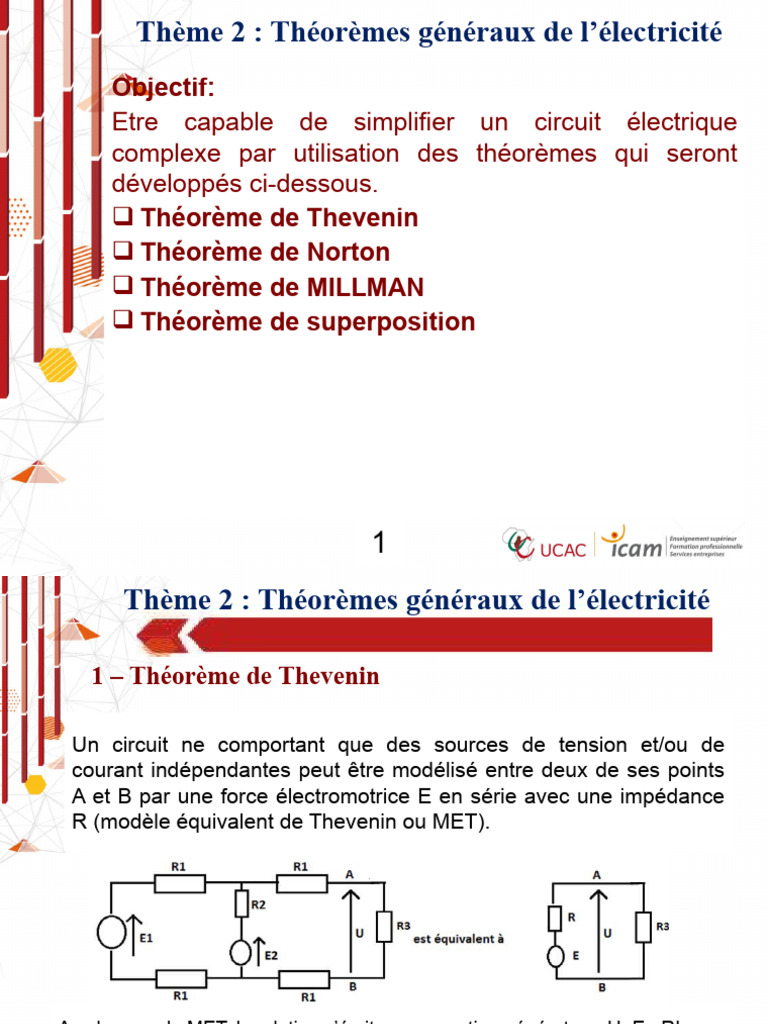 Thème 2 - Théorèmes Généraux de L'électricité | PDF | Tension ...