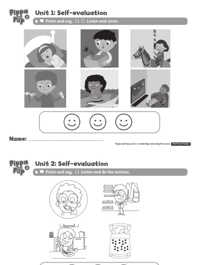 Pippa and Pop - L3 - BE - Self Evaluation Worksheets - Unit 1-9 | PDF