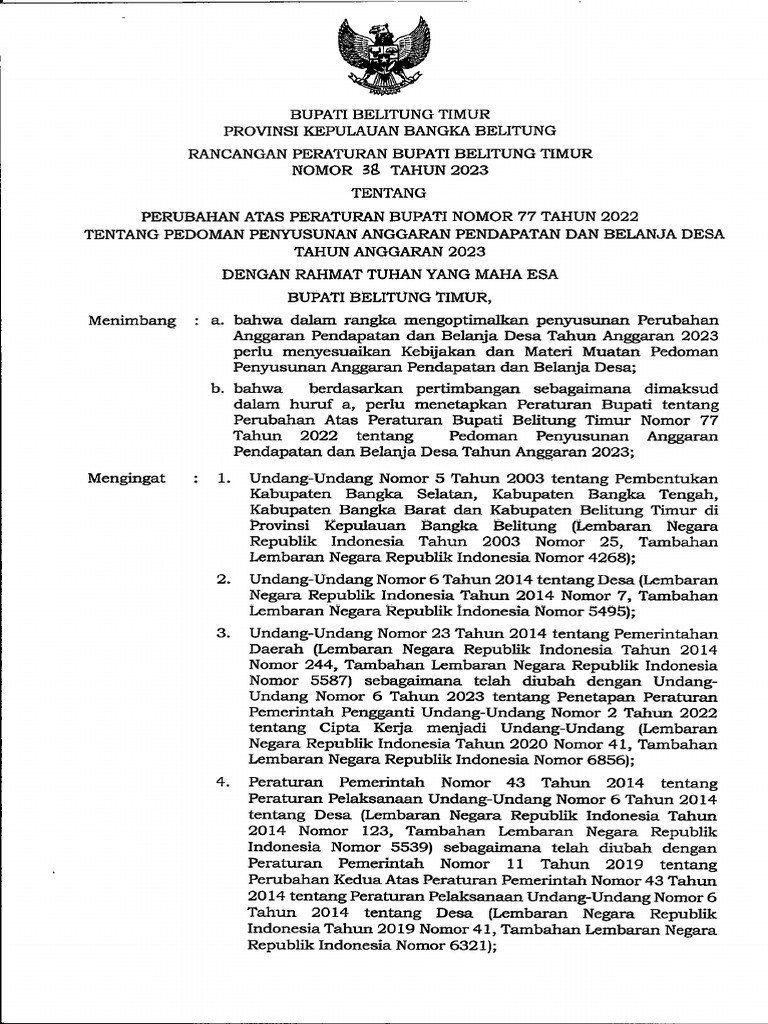 Perbup No 38 Tahun 2023 | PDF