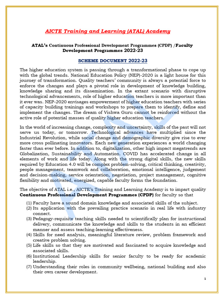 Scheme Document 2022 23 | PDF | Innovation | Pedagogy