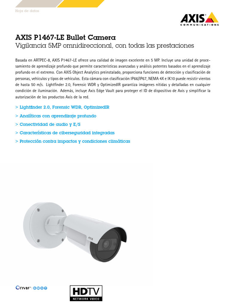 Datasheet Axis p1467 Le Bullet Camera Es ES 376603 | PDF | Streaming ...