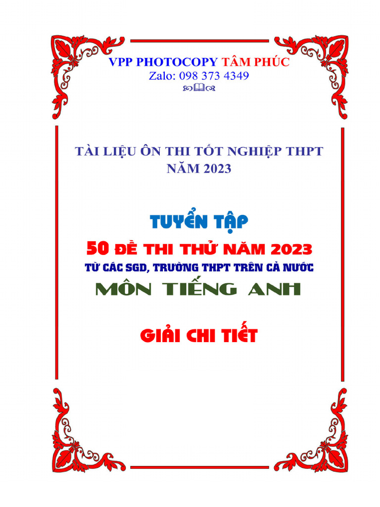 Bo 50 de Thi Thu TNTHPT Nam 2023-Mon Tieng Anh | PDF