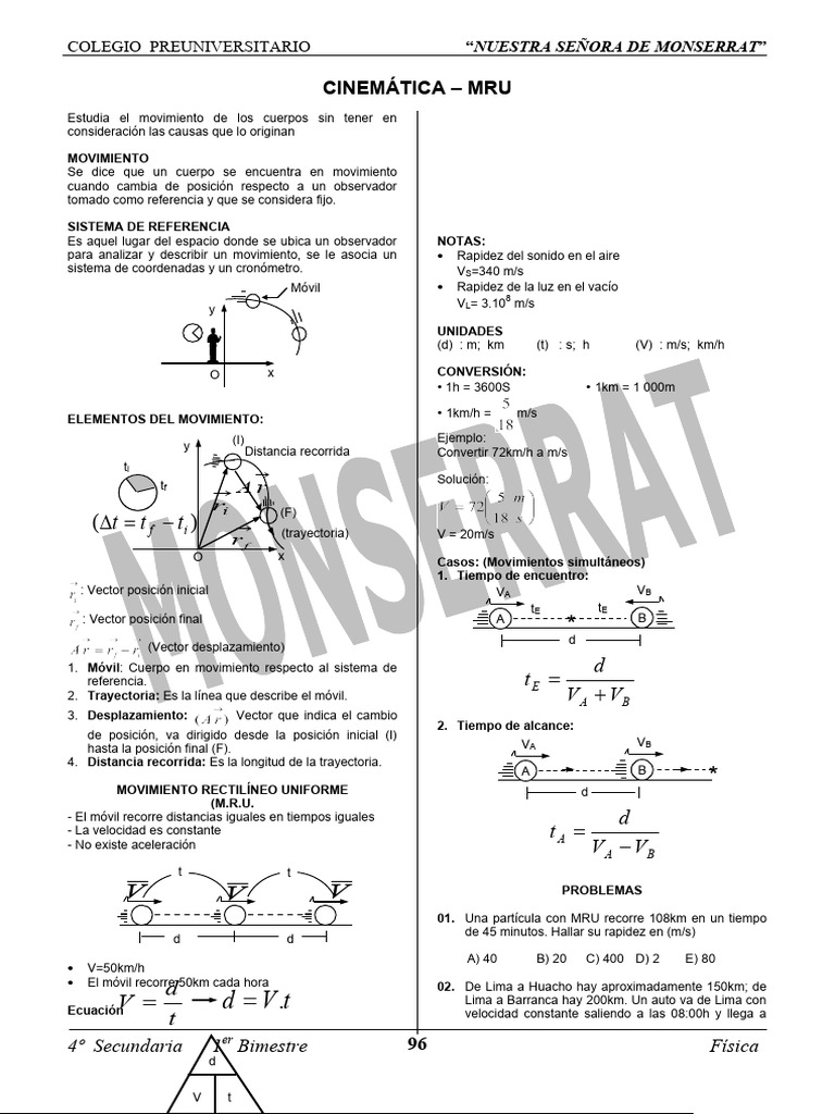 Cinemática - MRU | PDF | Cinemática | Geometría euclidiana