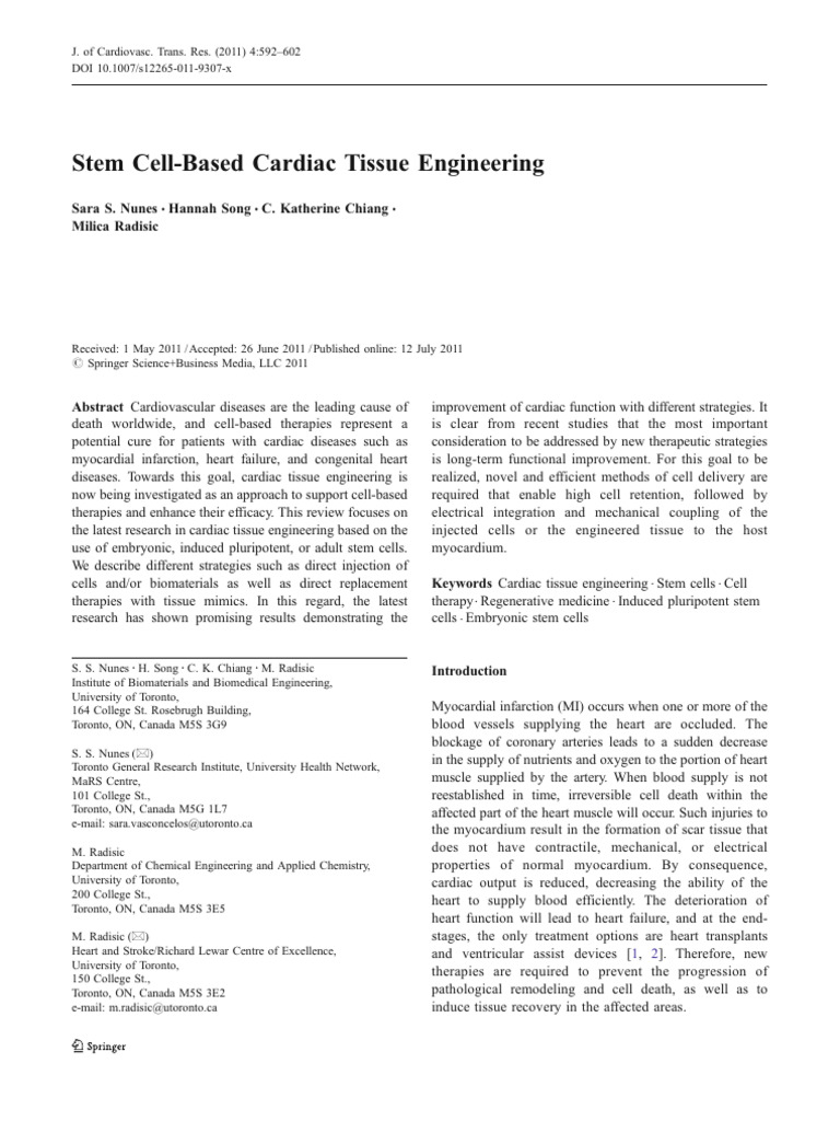 Stem Cell-Based Cardiac Tissue Engineering | PDF | Cardiac Muscle ...
