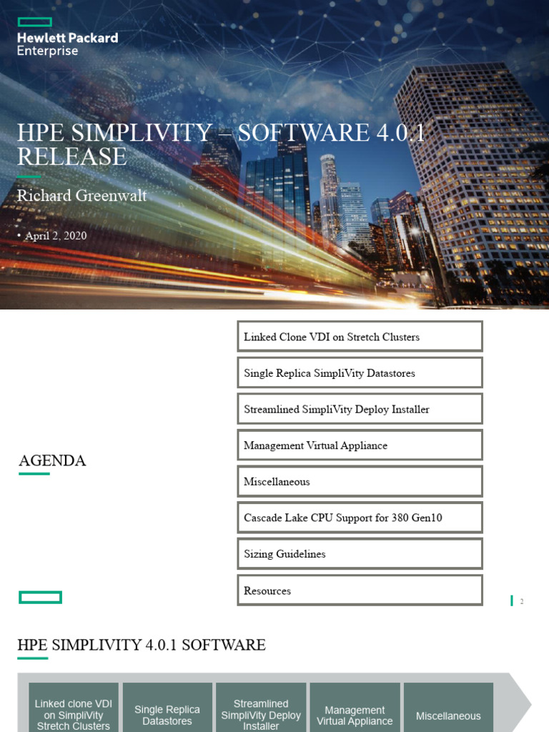Hpe Simplivity - Software 4.0.1 Release: Richard Greenwalt | PDF | Virtual Machine | Computer ...