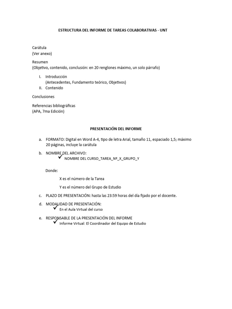 01 - Estructura - de - Informe - Tareas Colaborativas - Unt | PDF