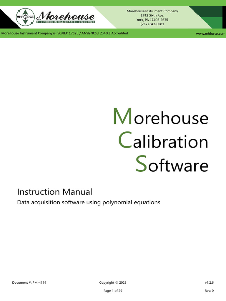 Morehouse Calibration Software Instruction Manual PM 4114 | PDF | Device Driver | Spreadsheet