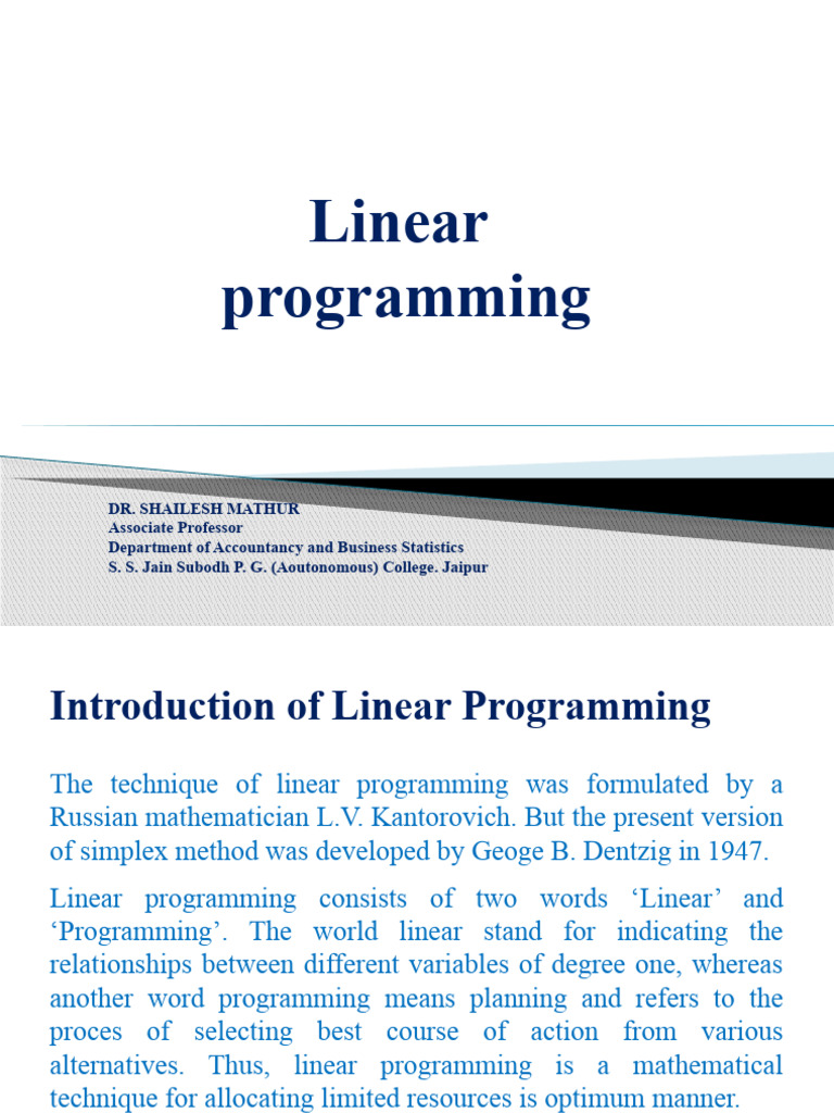 Linear Programming - Final 1 | PDF | Linear Programming | Mathematical Optimization