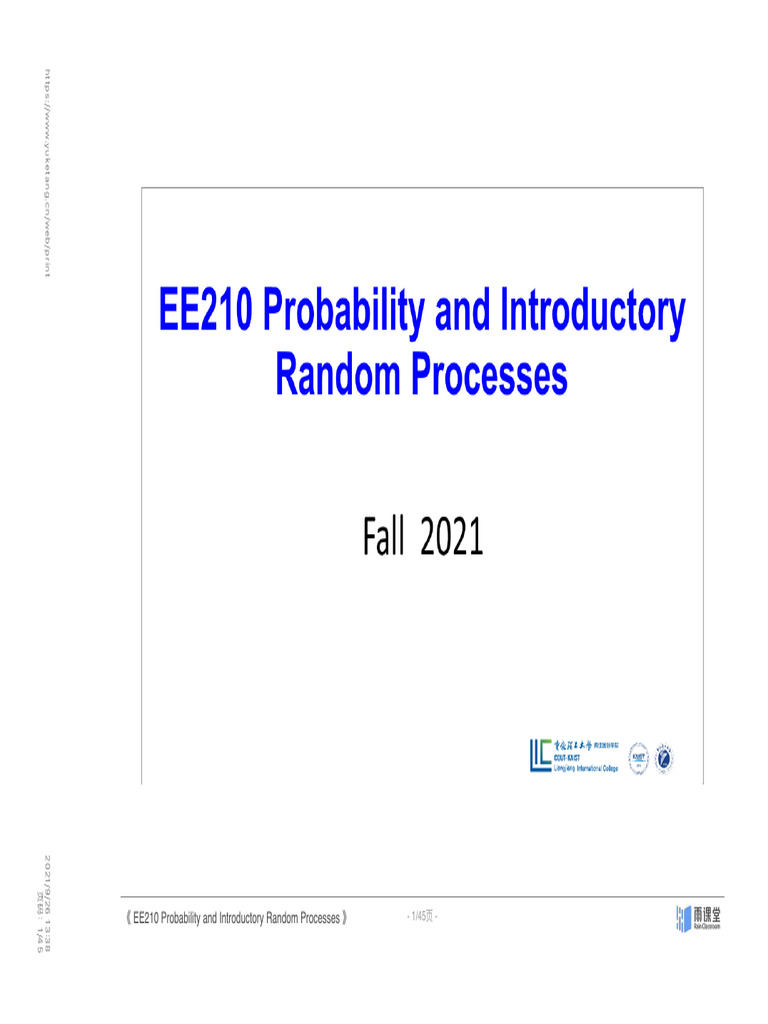 EE210 Probability and Introductory Random Processes | PDF