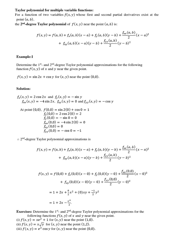 Taylor Series Multiple Variable Function | PDF | Polynomial | Derivative