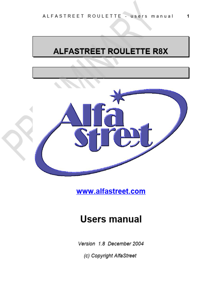 Alfa Street Manual Roulette R8X | PDF | Computer Keyboard | Menu (Computing)