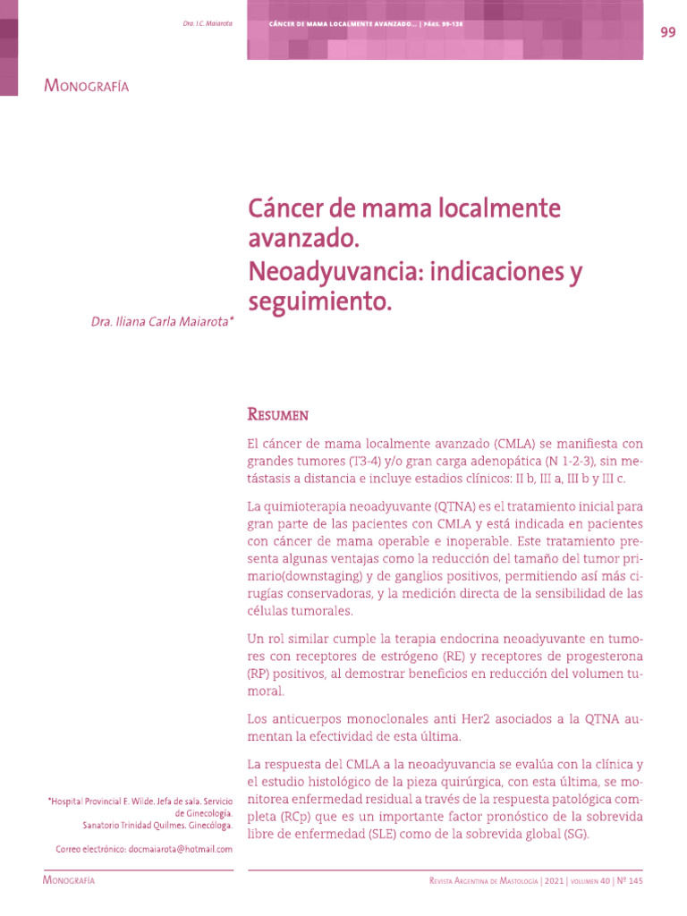 Ca Mama Localmente Avanzado | PDF | Cáncer | Epidemiología