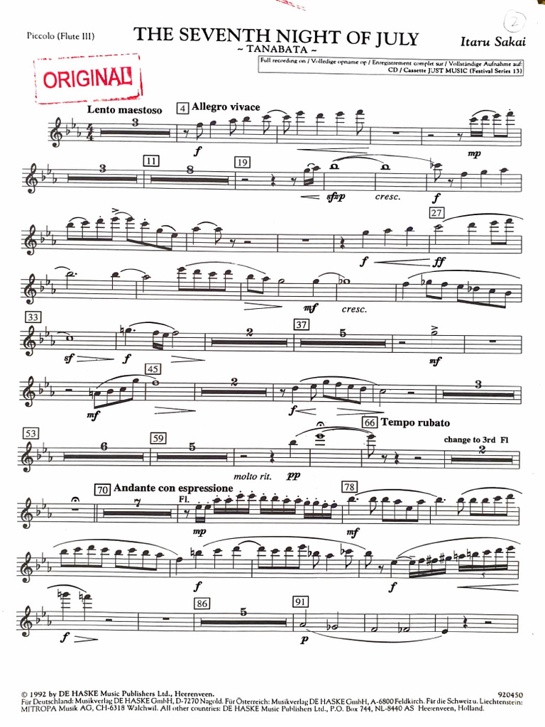 the seventh night of july flutes | PDF