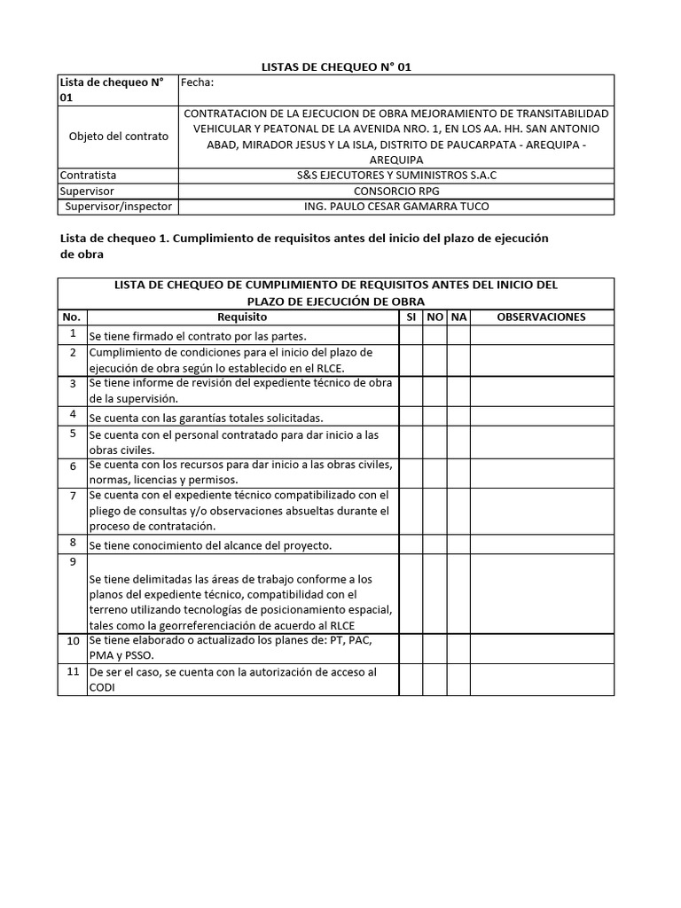 Lista de Chequeo 01 | PDF