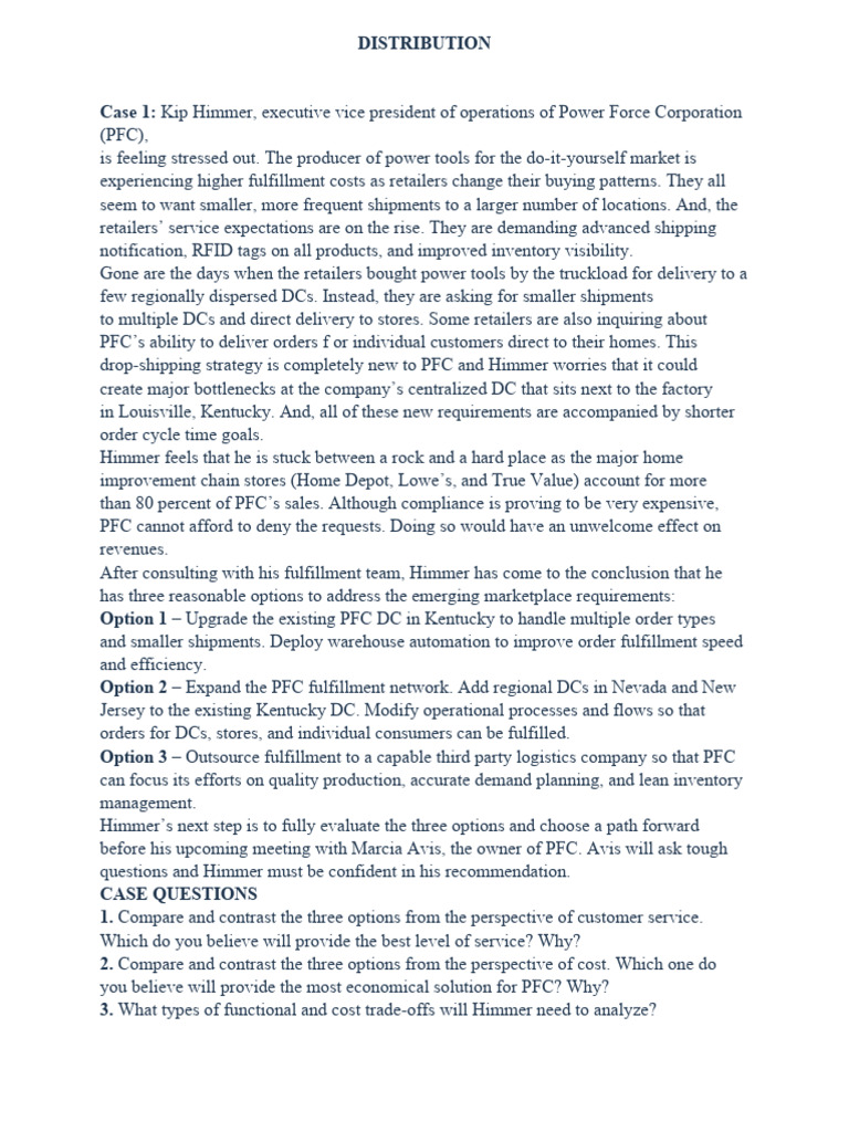 case distribution | PDF | Retail | Logistics