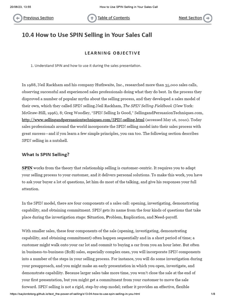 Mastering SPIN Selling Techniques | PDF | Sales | Marketing