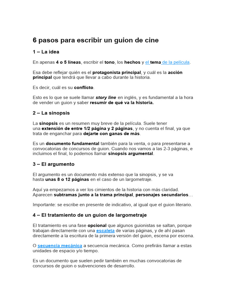 6 Pasos Para Escribir Un Guion de Cine | PDF | Guión