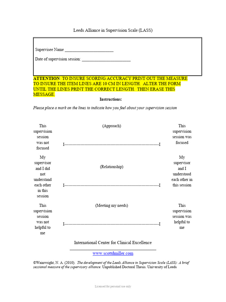 Leeds Supervision Scale Evaluation | PDF | Psychology