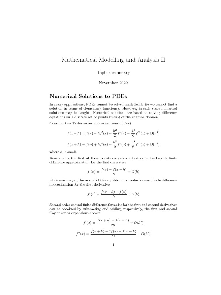 Topic 4 Summary | PDF | Partial Differential Equation | Equations