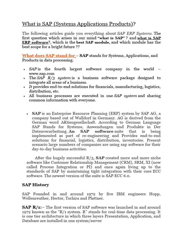 What Is SAP | PDF | Computing | Business Economics