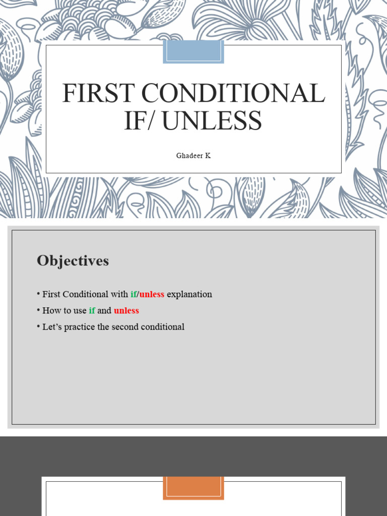 First Conditional With If and Unless | PDF | Verb | Grammatical Tense