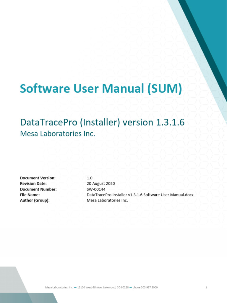 DataTracePro Installer v1.3.1.6 Software User Manual | PDF | Installation (Computer Programs ...