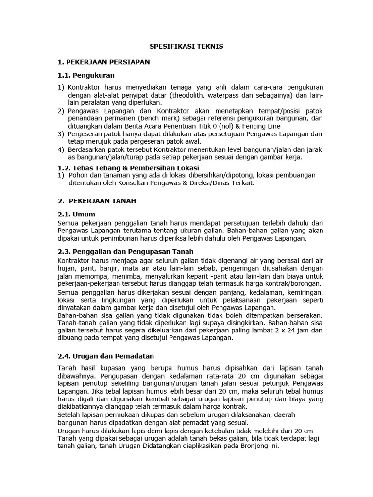 Spesifikasi Pekerjaan Bronjong | PDF