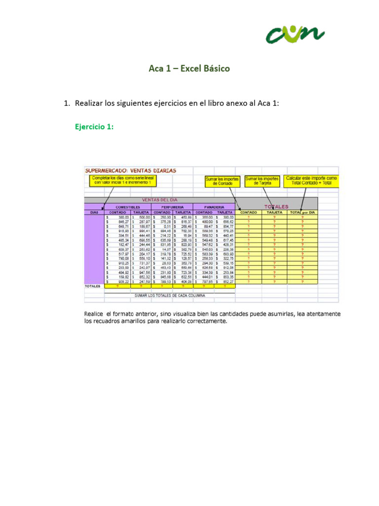 Aca 1 - Excel Básico | PDF