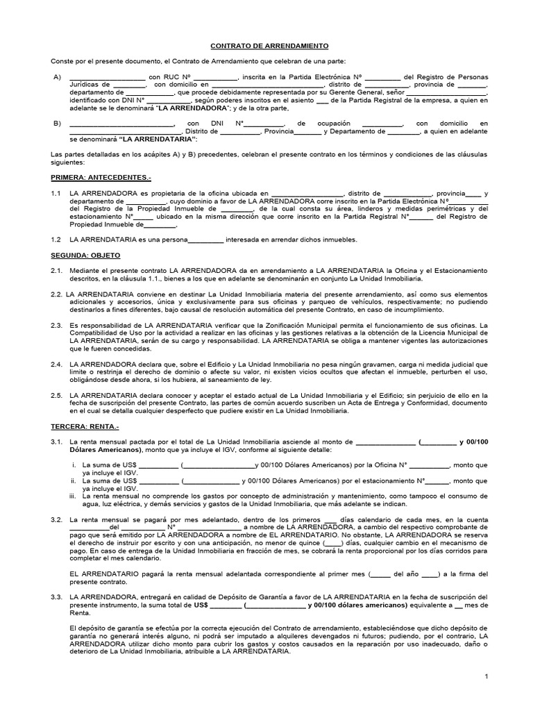 Contrato de Arrendamiento Oficina y Estacionamiento | PDF | Arbitraje ... Contrato de Arrendamiento Oficina y Estacionamiento | PDF | Arbitraje ...