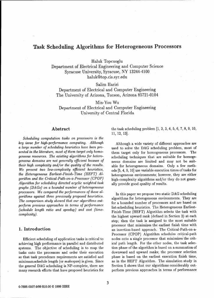 1999 (125) - Heterogeneous Task Scheduling Algorithms 2 | PDF