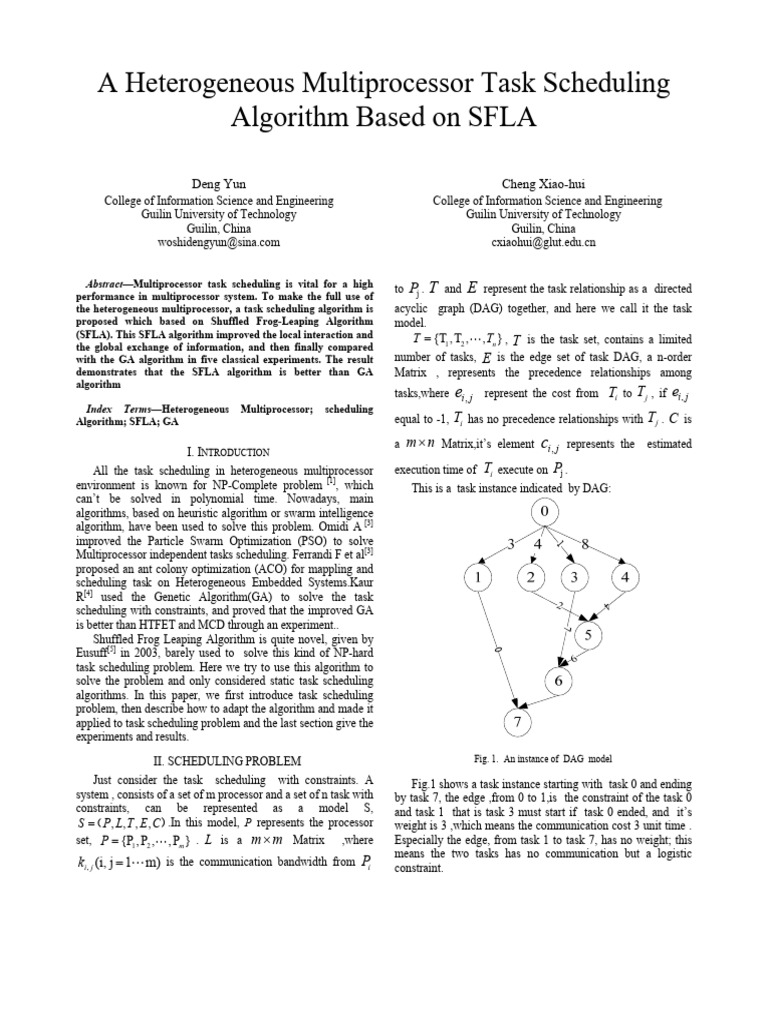 2016 (003) - A Task Scheduling Algorithm Based on SFLA | PDF | Genetic Algorithm | Applied ...