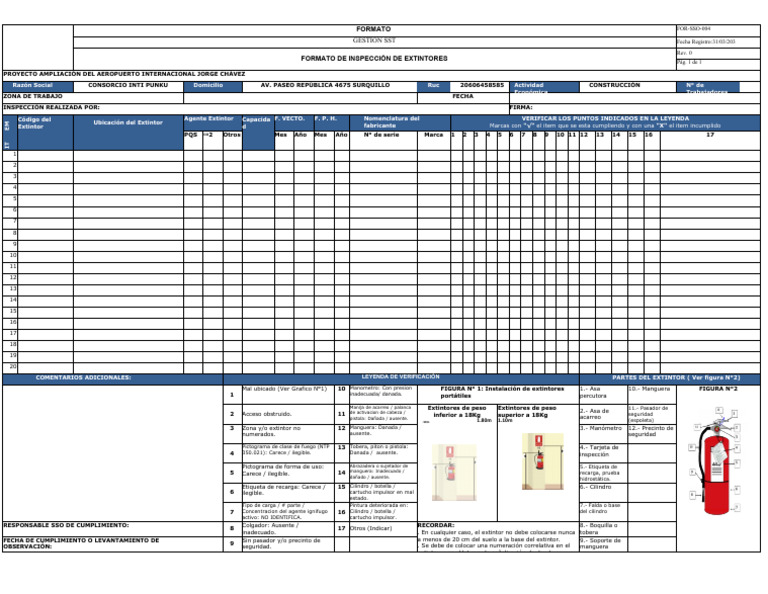 For-Sso-004 - Formato de Inspección de Extintores | PDF | Equipo